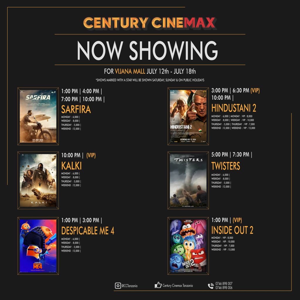 Updated Cinema Schedule for Tanzania Movie Theaters - Bobland : Techniques