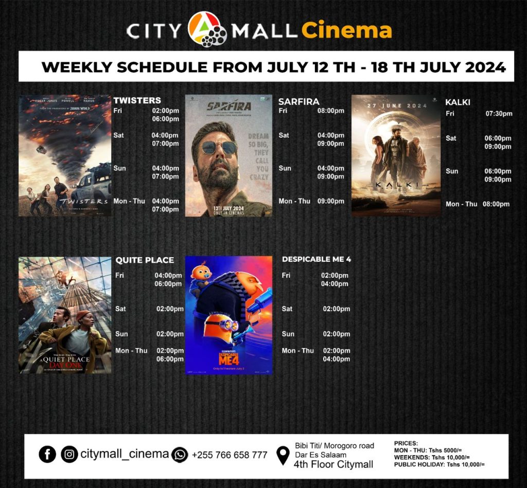 Updated Cinema Schedule for Tanzania Movie Theaters - Bobland : Techniques