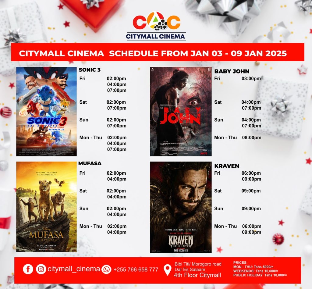 Updated Cinema Schedule for Tanzania Movie Theaters - Bobland : Techniques