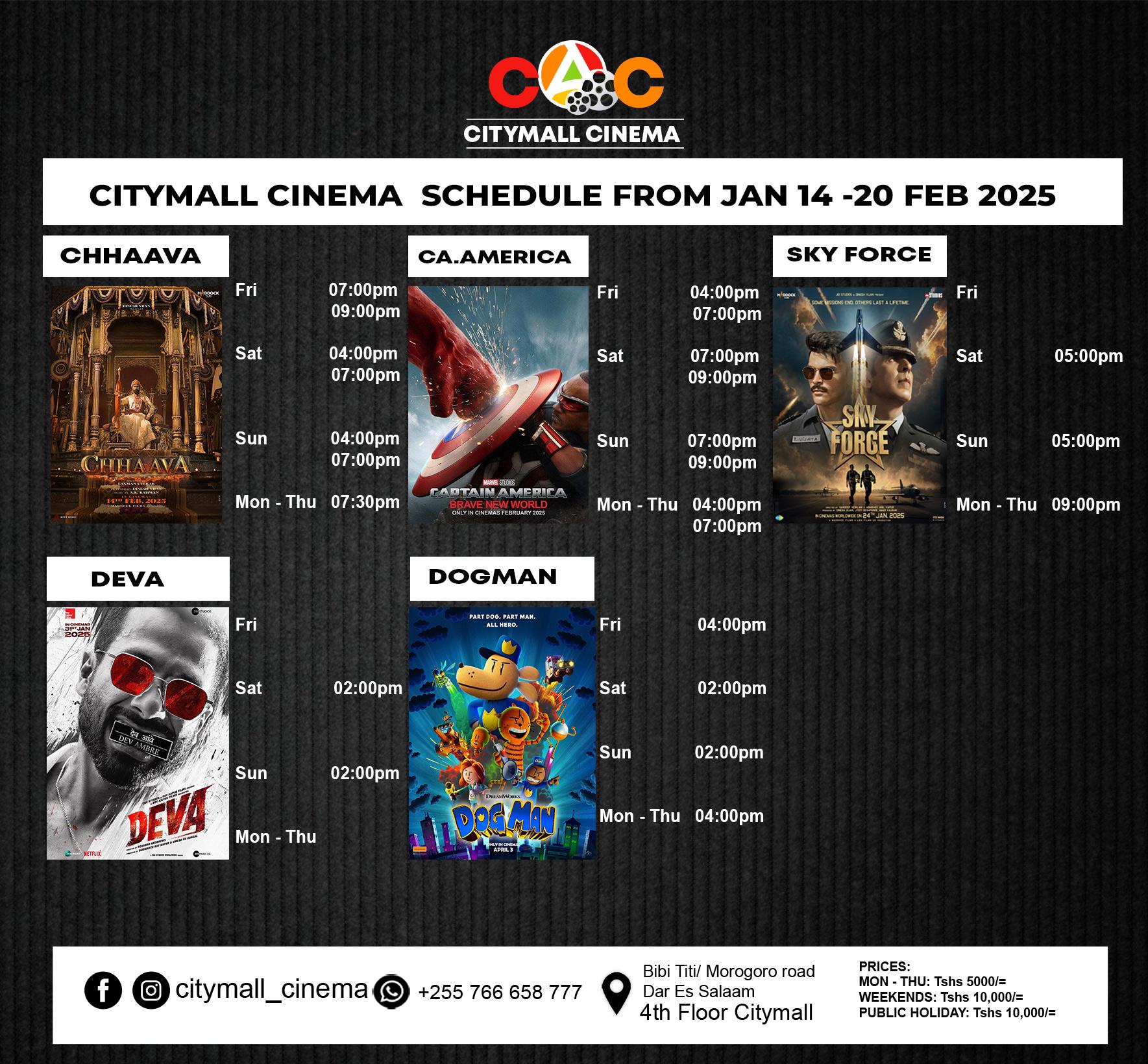 Updated Cinema Schedule for Tanzania Movie Theaters - Bobland : Techniques