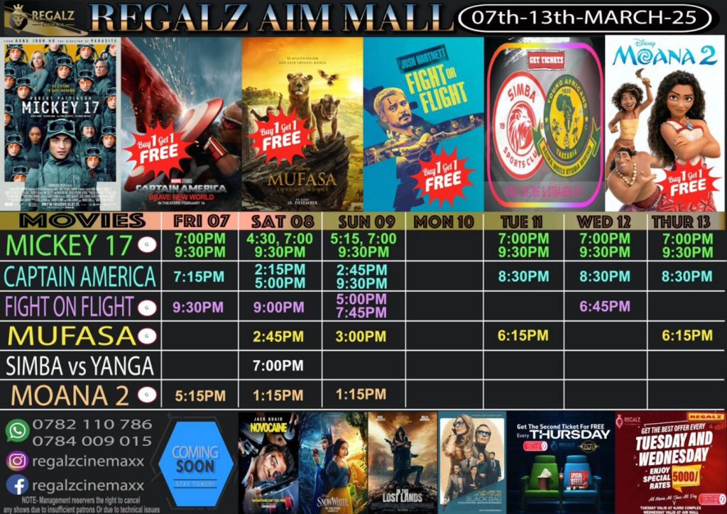 Updated Cinema Schedule for Tanzania Movie Theaters - Bobland : Techniques